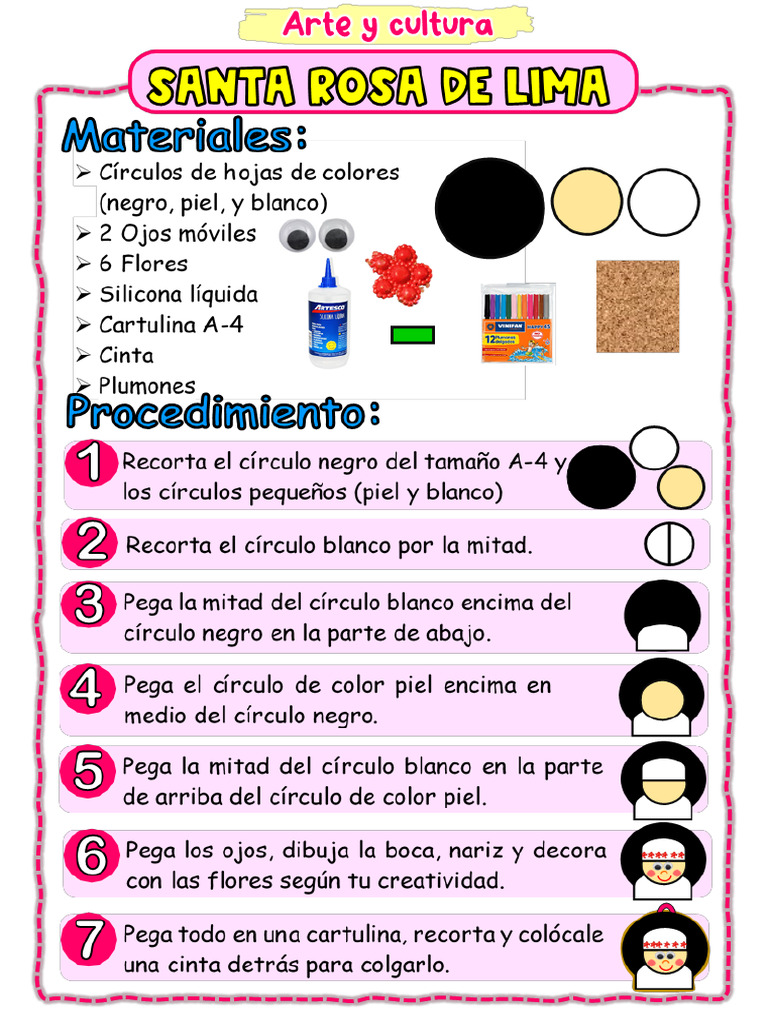 Ficha Arte y Cultura - Elaboramos Una Manualidad Por Santa Rosa de Lima Maestra Janet | PDF