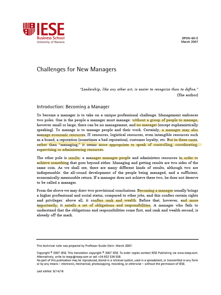 Challenges - For - New - Managers | PDF | Anxiety | Risk