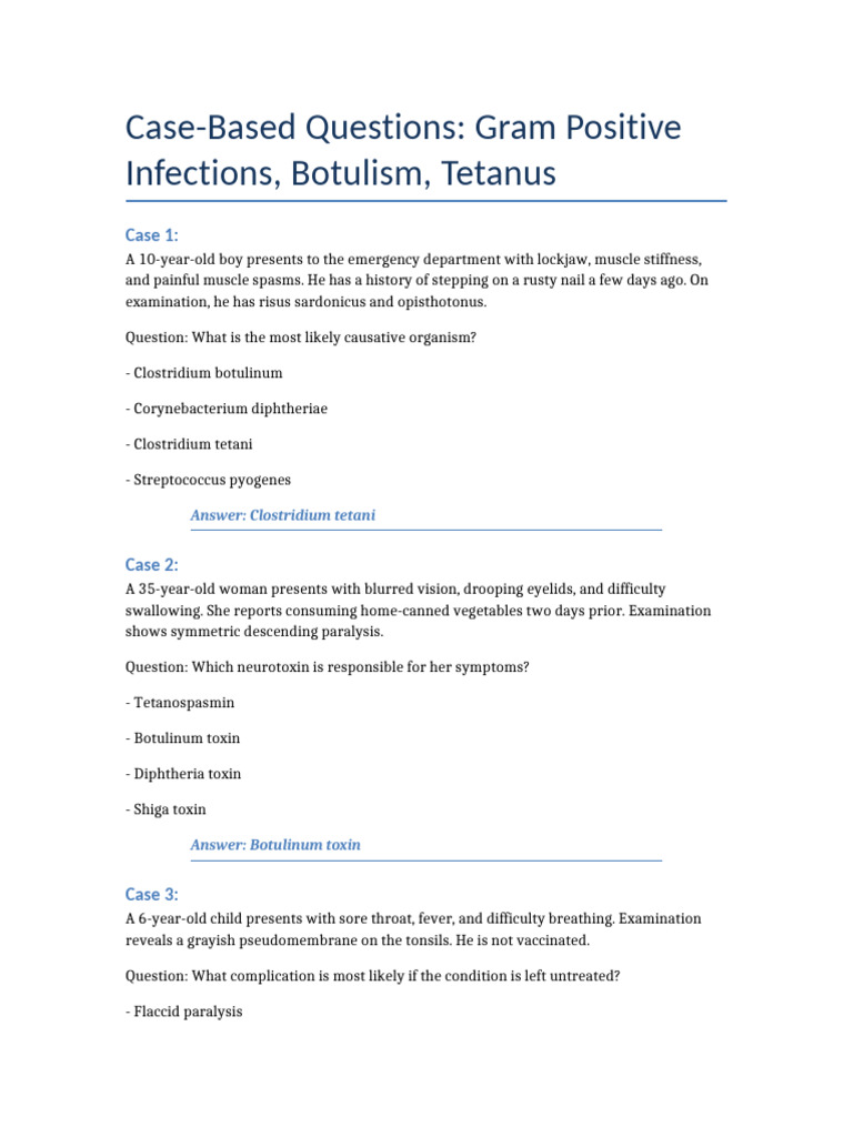 Case Based Questions Gram Positive Infections | PDF