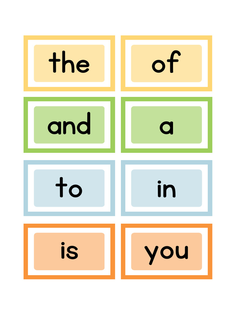 Sight Words Flashcards Yellow Green Retro Style | PDF