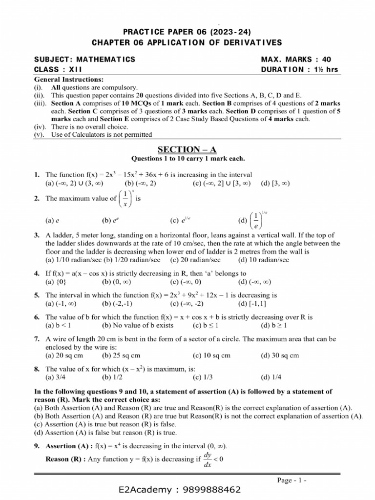 12th AOD Practice Sheet 06 | PDF