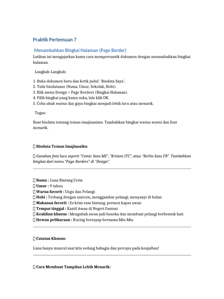 PERTEMUAN 7 (Menambahkan Bingkai Halaman (Page Border) | PDF