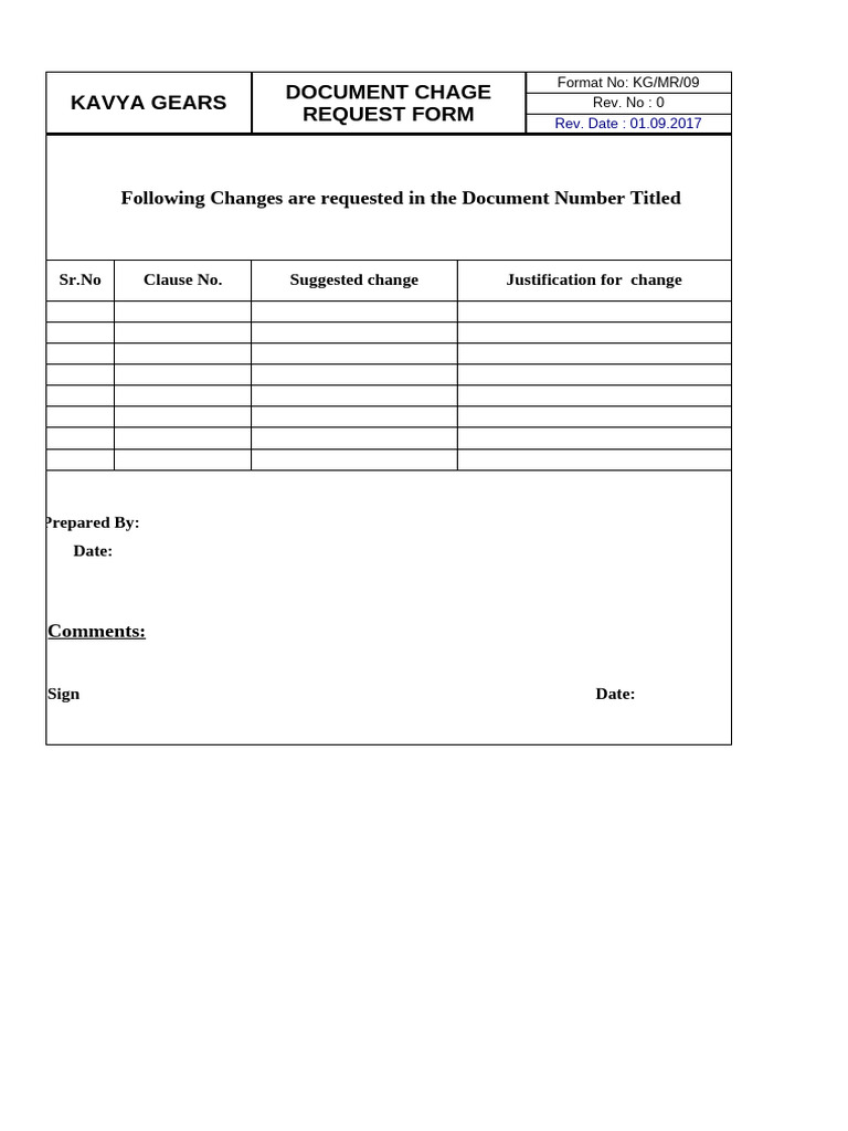 Document Change Request Form | PDF