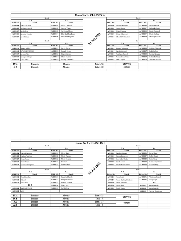 Ix-Xii - Seating Arrangement - 21 July 2025 | PDF