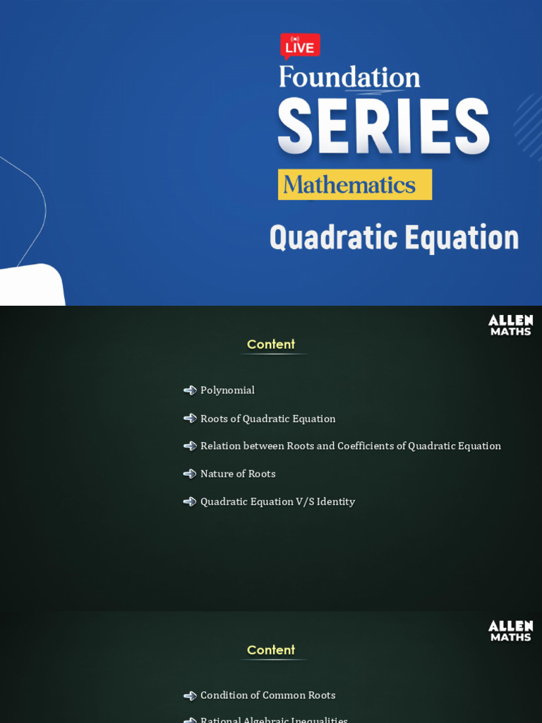 Quadratic Equation | PDF | Polynomial | Quadratic Equation