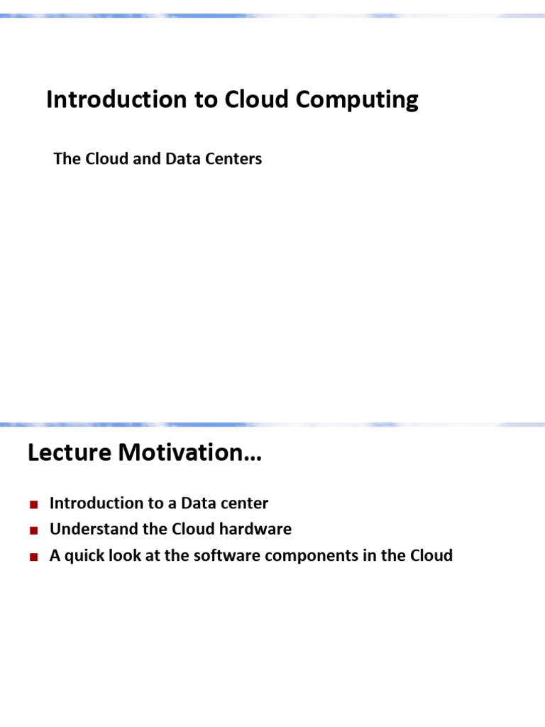 Lecture03 - The Cloud and Data Center | PDF | Data Center | Ibm Db2