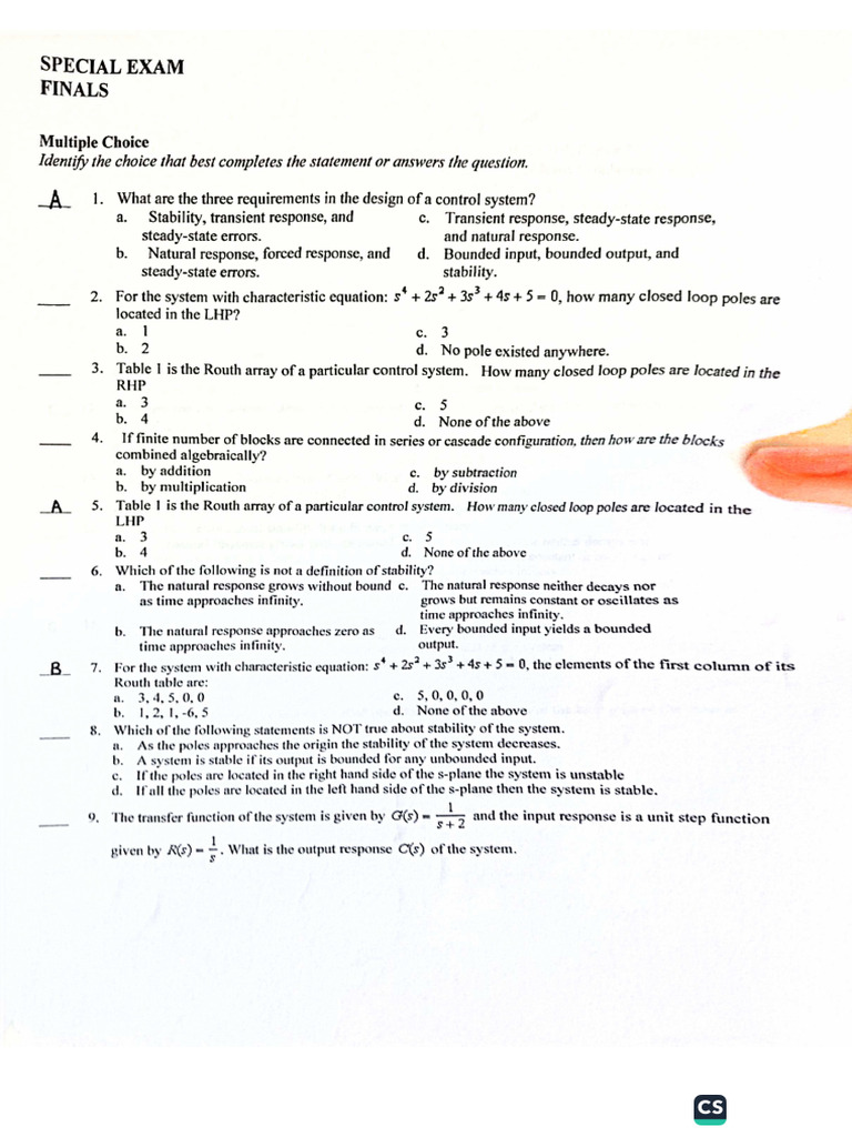 Feedback Special Final Exam (Disregard Answers On The Blanks) | PDF