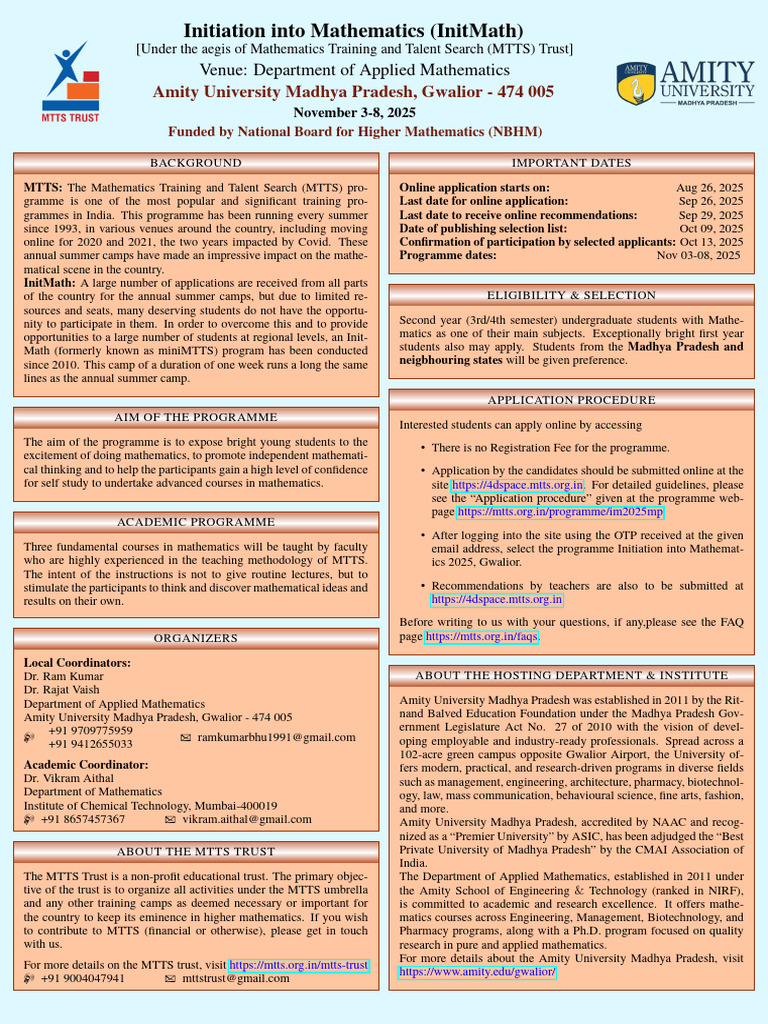 InitMath 2025 at Amity University MP | PDF