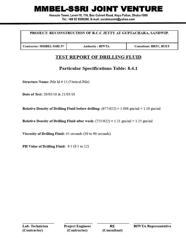Test Report of Drilling Fluid | PDF