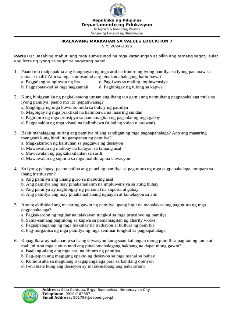 Values Education 7 | PDF