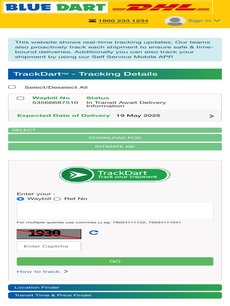 Tracking Details - Bluedart | PDF
