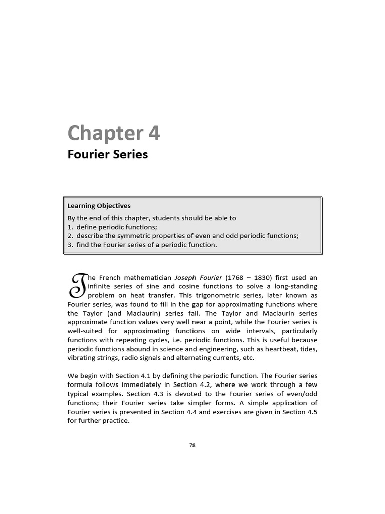 Chapter 4 - Fourier Series | PDF | Fourier Series | Function (Mathematics)