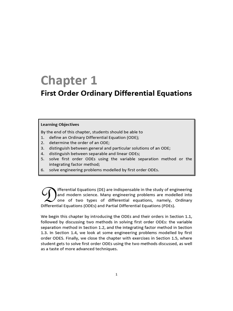 Chapter 1 - First Order ODE | PDF | Ordinary Differential Equation ...