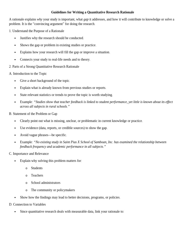 Guidelines For Writing A Quantitative Research | PDF | Hypothesis ...