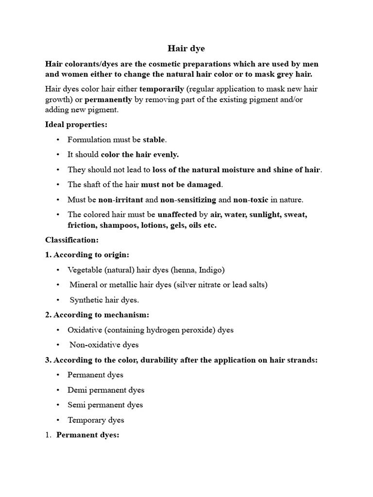 Hair Dye PDF | PDF | Physical Chemistry | Materials