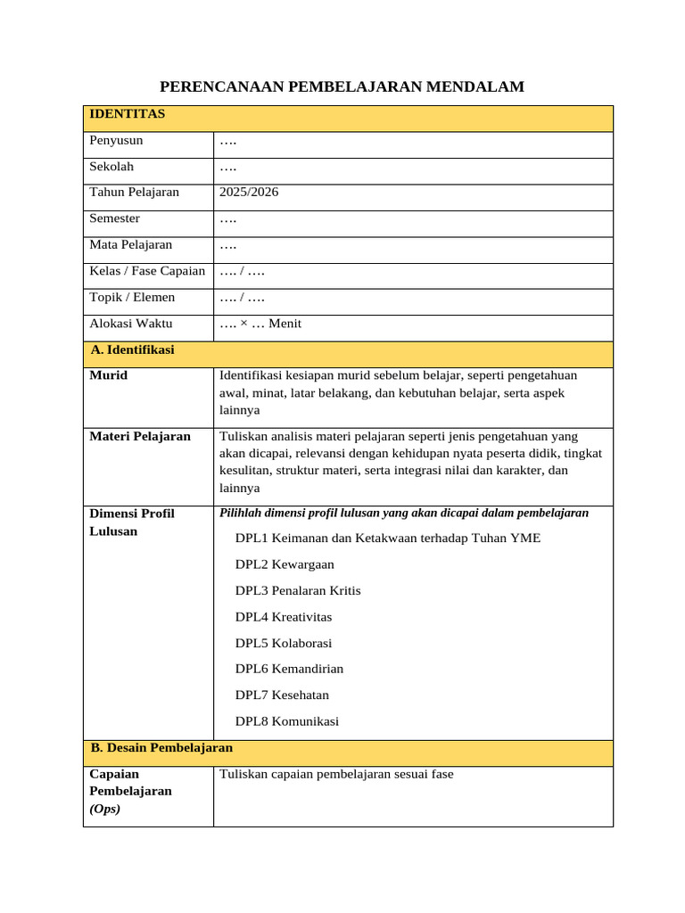 Template Modul Pembelajaran Mendalam | PDF