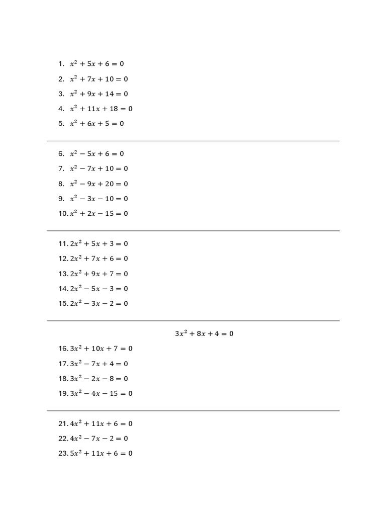 Middle Term Formulas in Quadratics | PDF