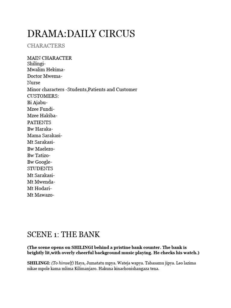 Daily Circus: A Comedic Drama Script | PDF