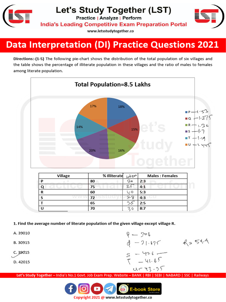 50 Data Interpretation Questions - 240322 - 103949 - 240322 - 112908 | PDF