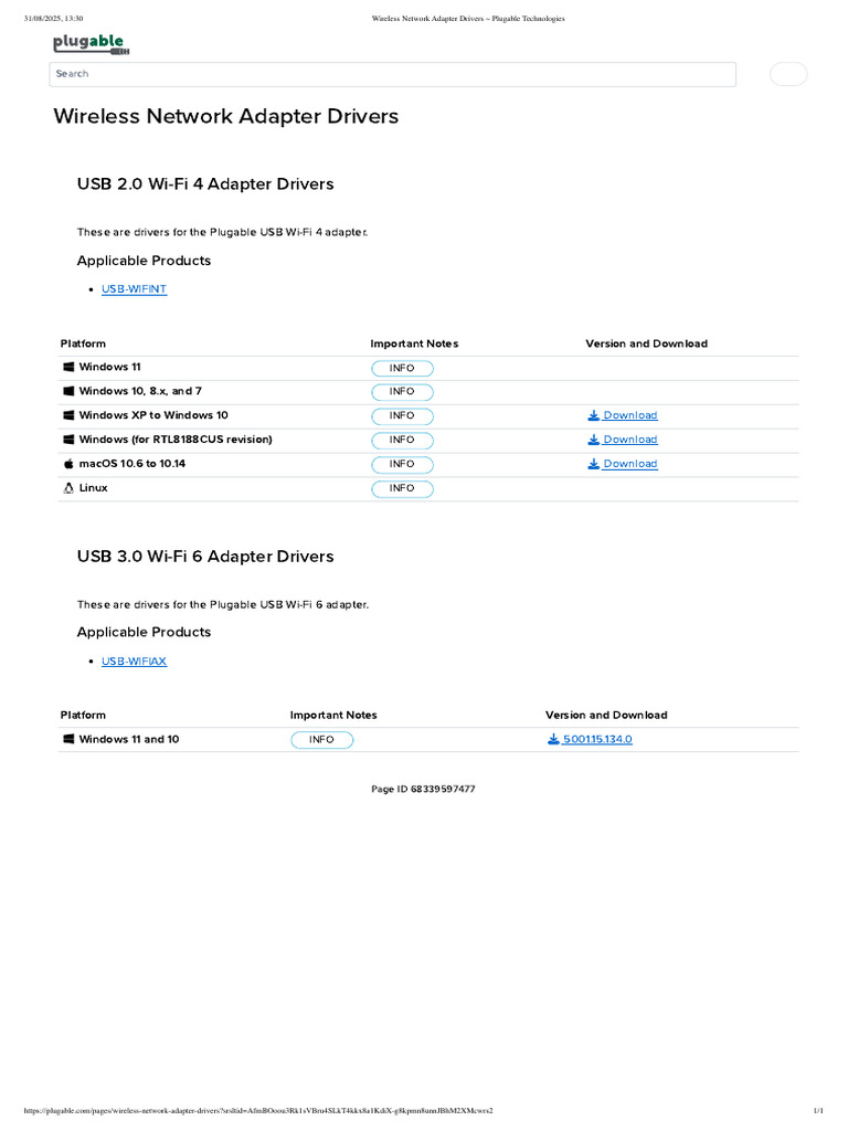Plugable Wireless Adapter Driver Downloads | PDF