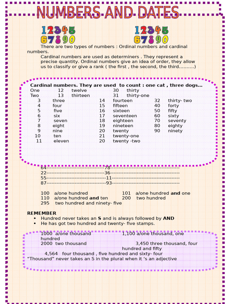 1633813746_Cardinal and ordinal numbers-and-dates- | PDF