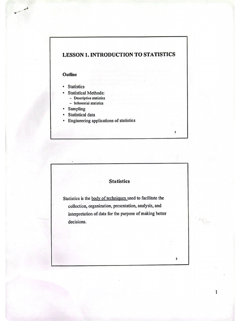 Business Statistics Lesson 1 | PDF