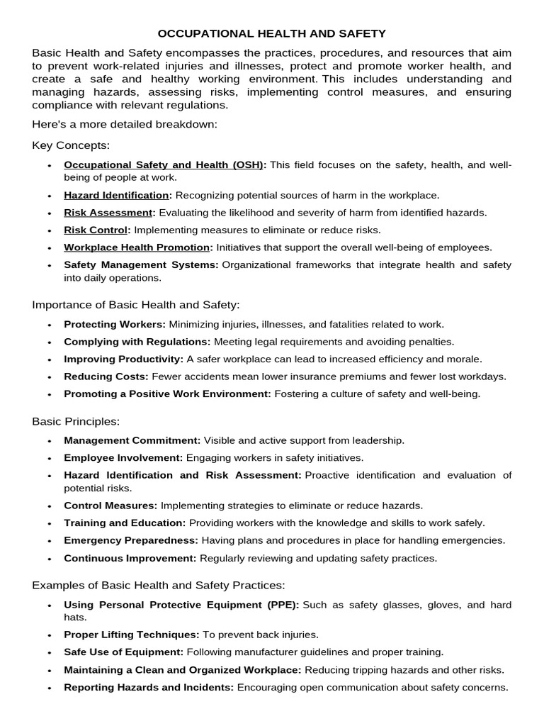 Basic Health and Safety | PDF | Occupational Safety And Health | Safety