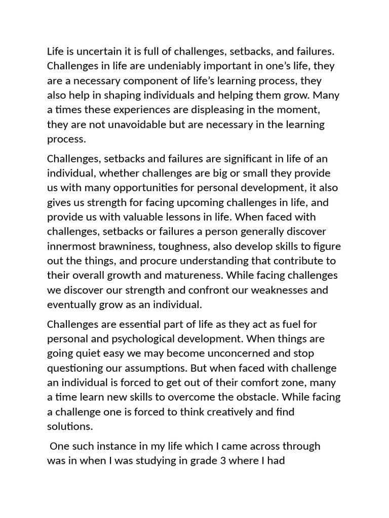 Life Is Uncertain It Is Full of Challenges | PDF | Popular Psychology ...