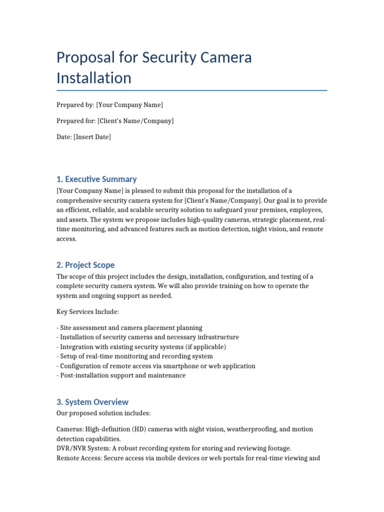 Security Camera Installation Proposal | PDF | Closed Circuit Television ...