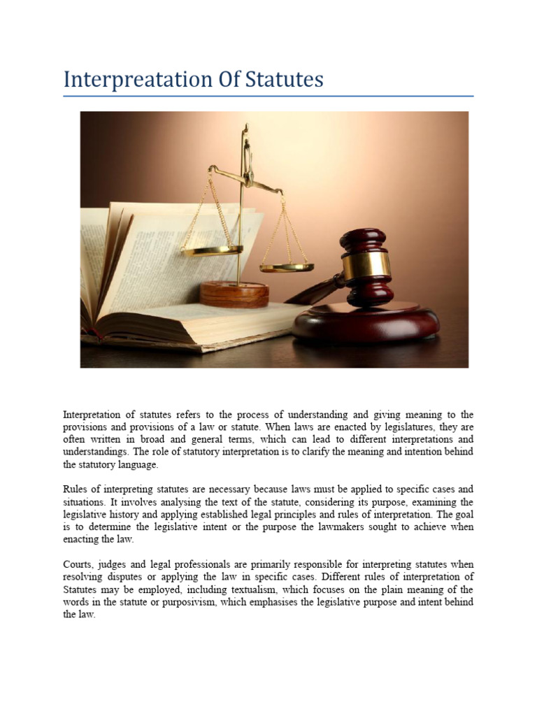 Interpreatation of Statutes | PDF | Statutory Interpretation | Plain ...