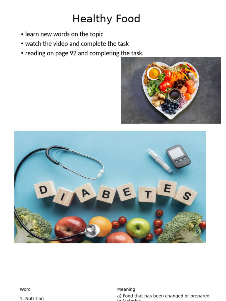 Healthy Eating Vocabulary and Discussion | PDF