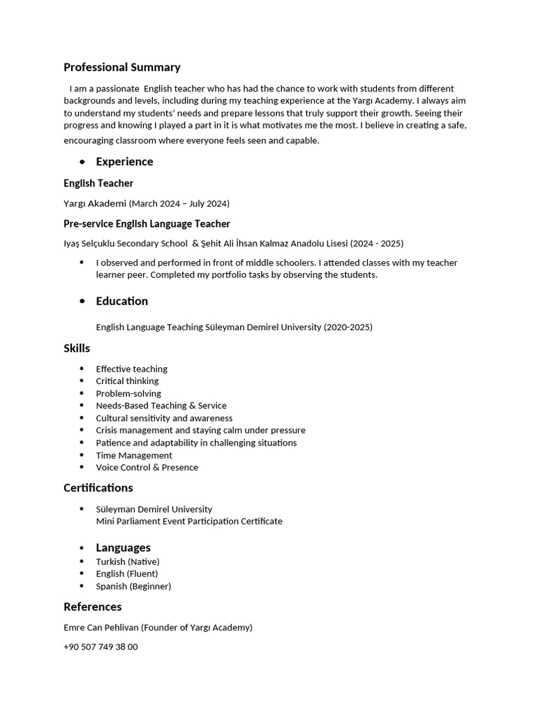Professional Summary | PDF
