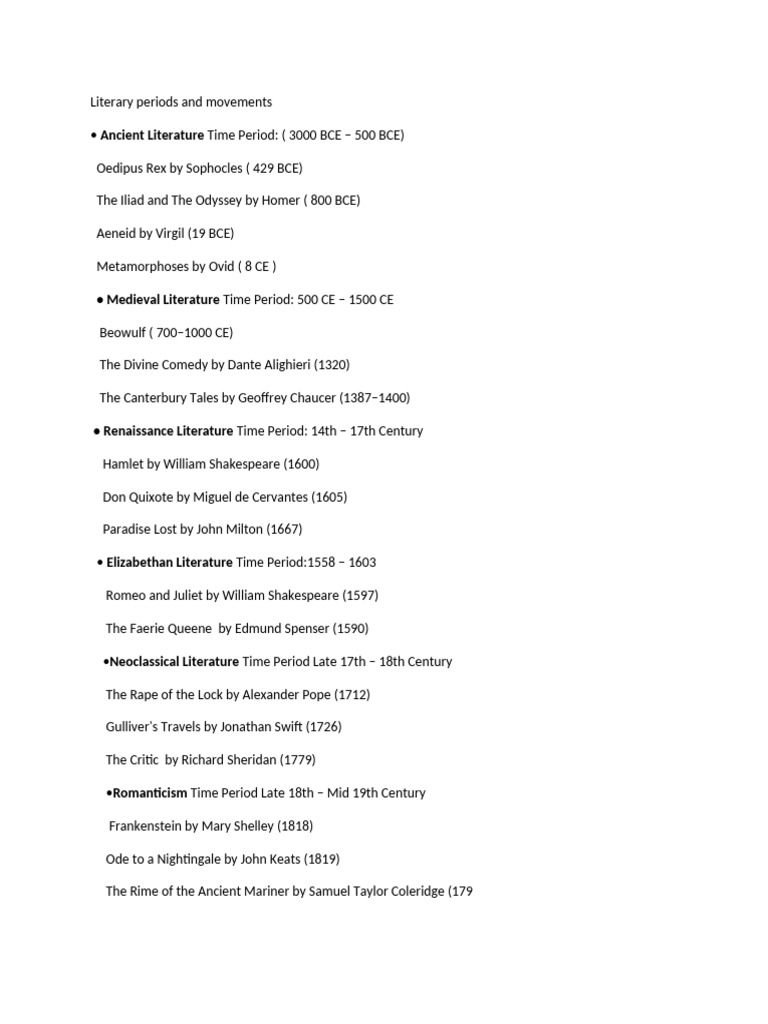 Literary Periods Thea | PDF