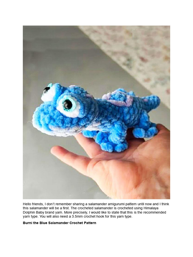 Blue Salamander Amigurumi Pattern | PDF | Crochet | Amigurumi