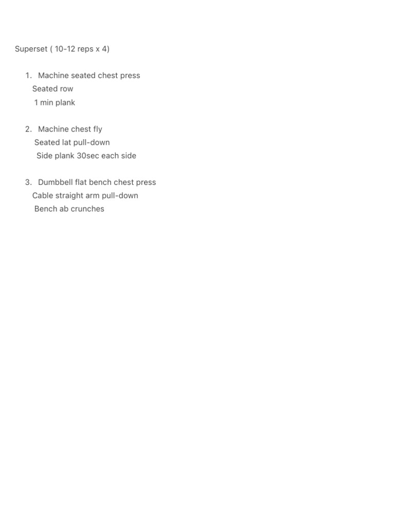 Superset Workout Routine for Chest & Core | PDF