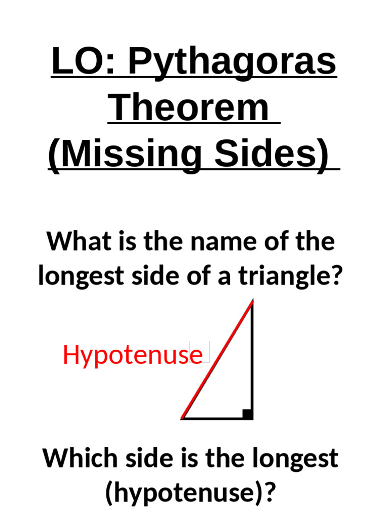 Pythagorean Theorem: Find Missing Sides | PDF