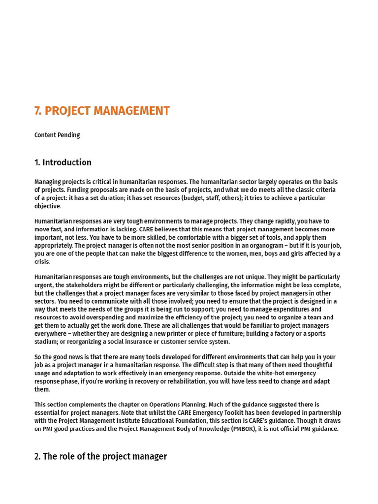 Humanitarian Project Management | PDF