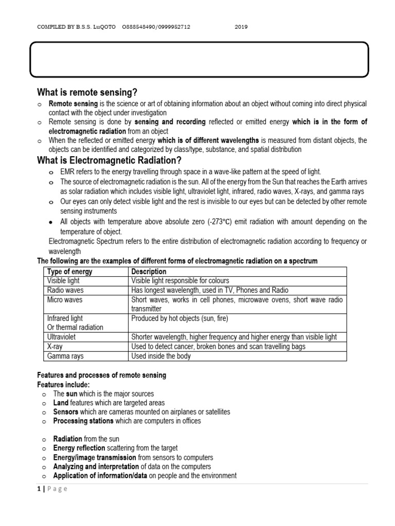 Understanding Remote Sensing Basics | PDF | Electromagnetic Radiation ...