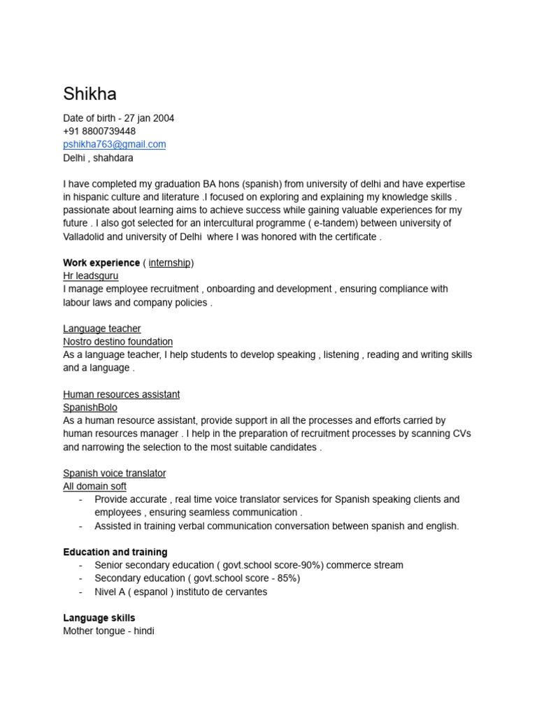 Spanish Language Graduate Profile | PDF