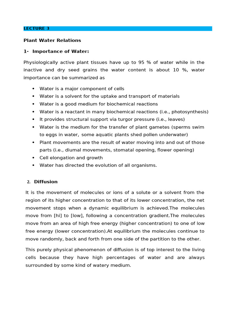 Plant Water Relations and Processes | PDF | Stoma | Osmosis