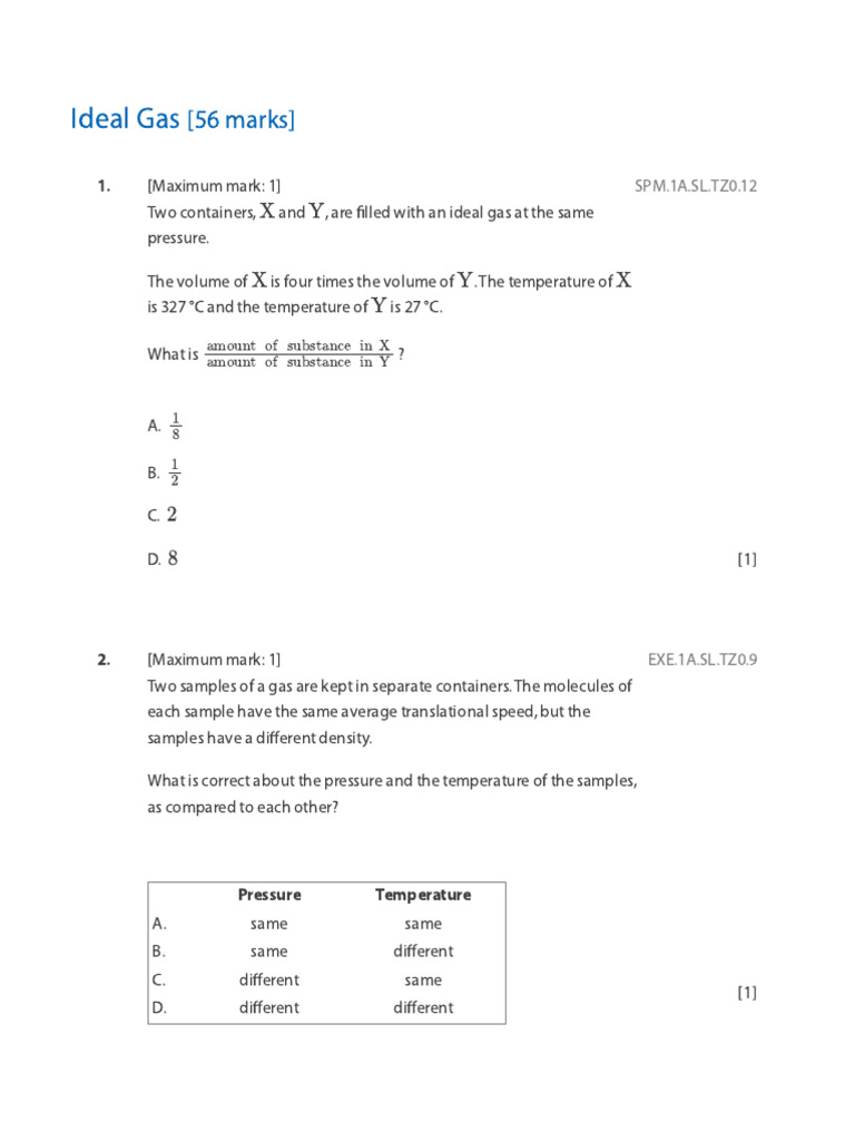 Ideal Gas | PDF | Gases | Physics