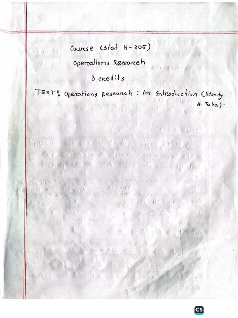 Operation Research (Keya's Note) | PDF