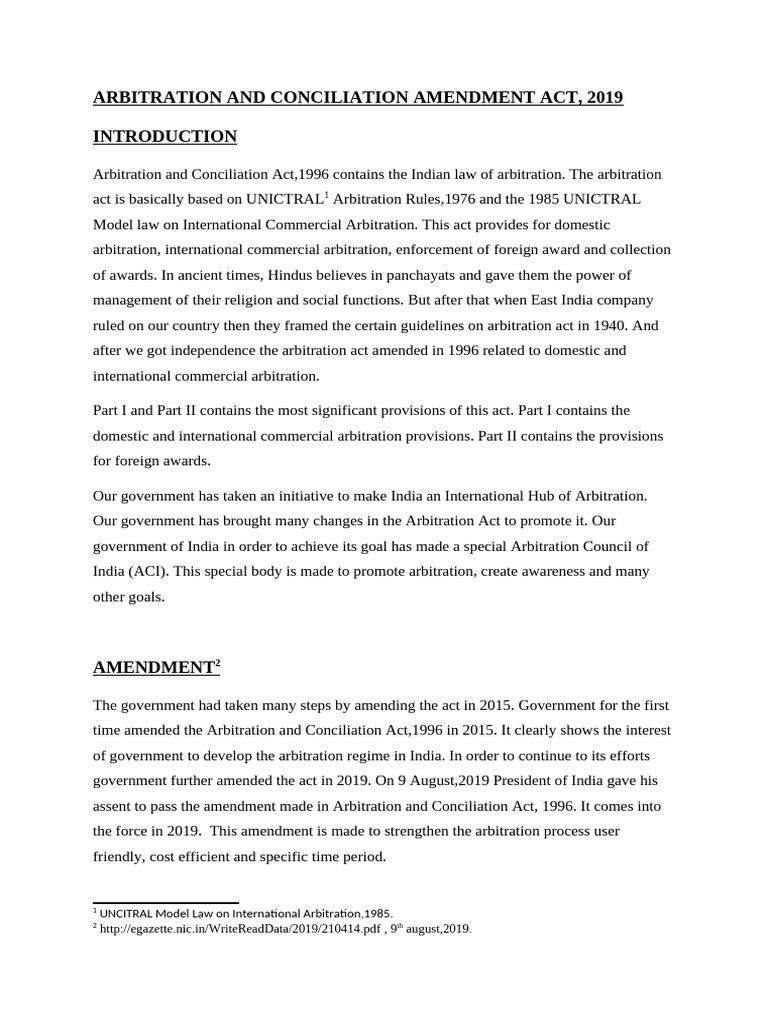 Arbitration and Conciliation Amendment Act 2019 | PDF | Alternative ...