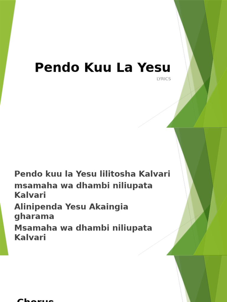 Pendo Kuu La Yesu Mamajusi Choir Lyrics | PDF