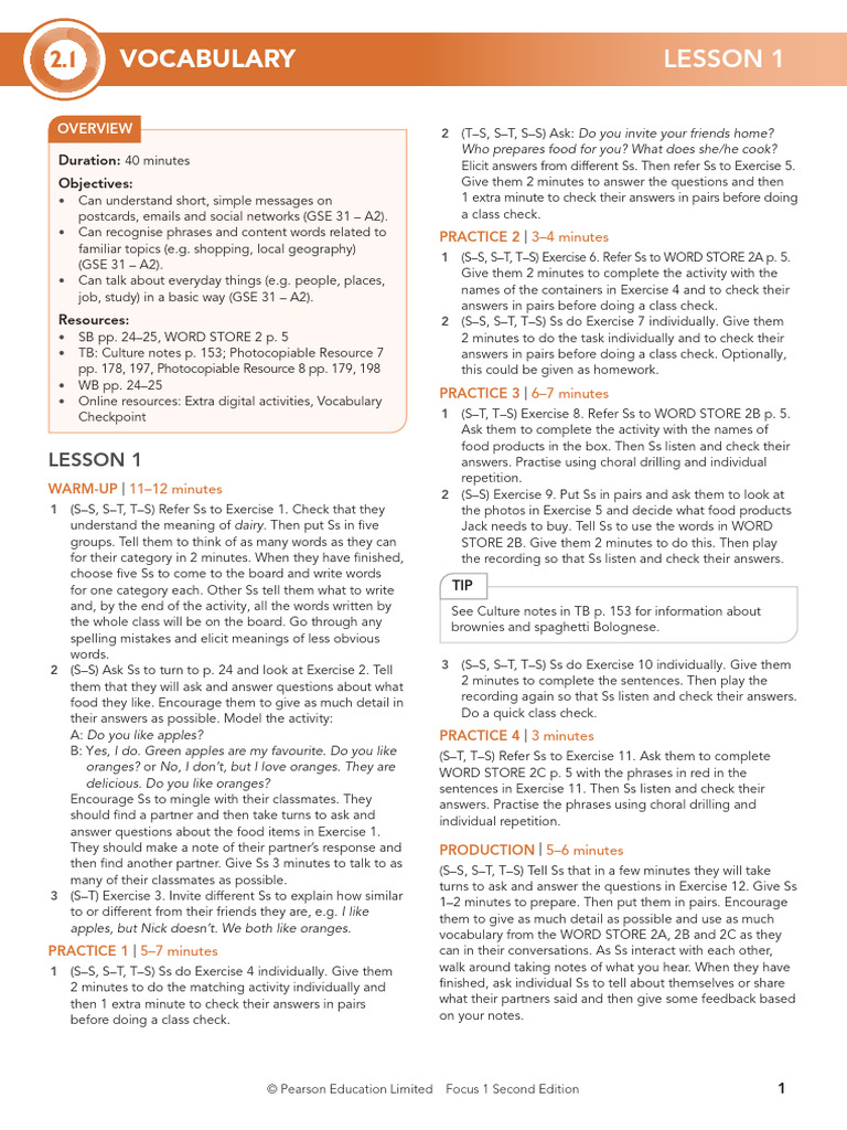 Vocabulary Lesson Plan for A2 Learners | PDF | Cognition | Cognitive ...