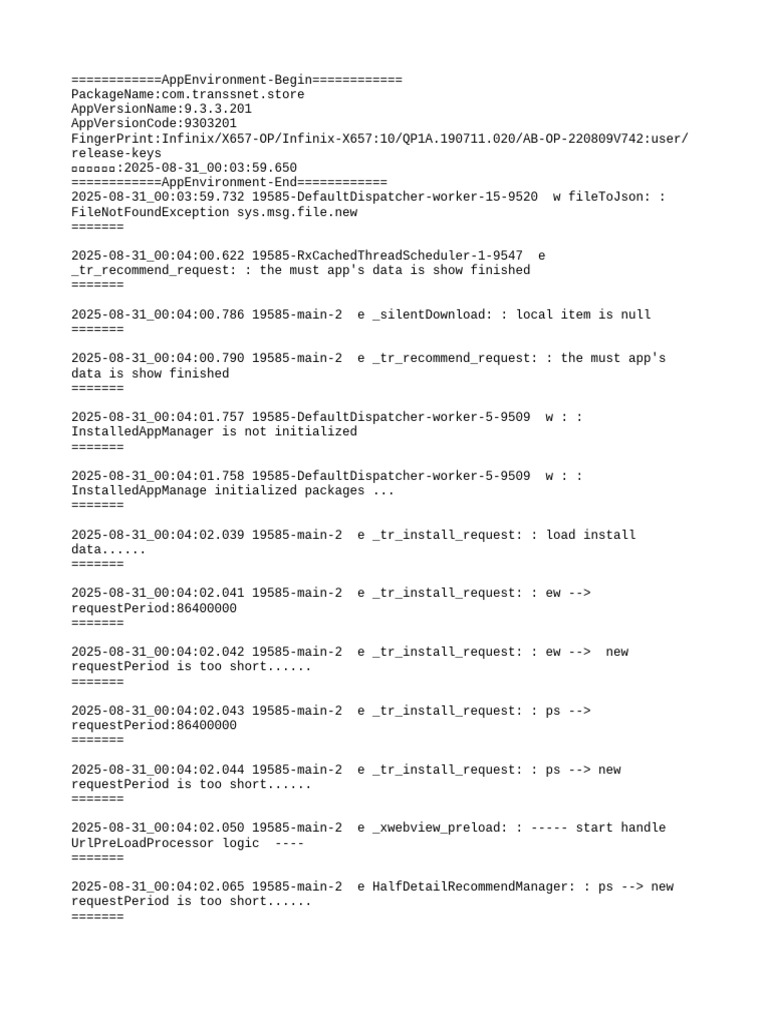 AFMobi Technology App Environment Logs | PDF | Java (Programming ...