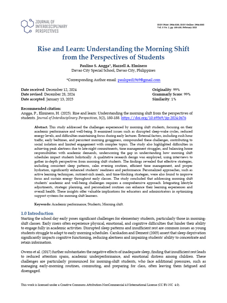 Morning Shift Challenges for Students | PDF | Circadian Rhythm | Sleep