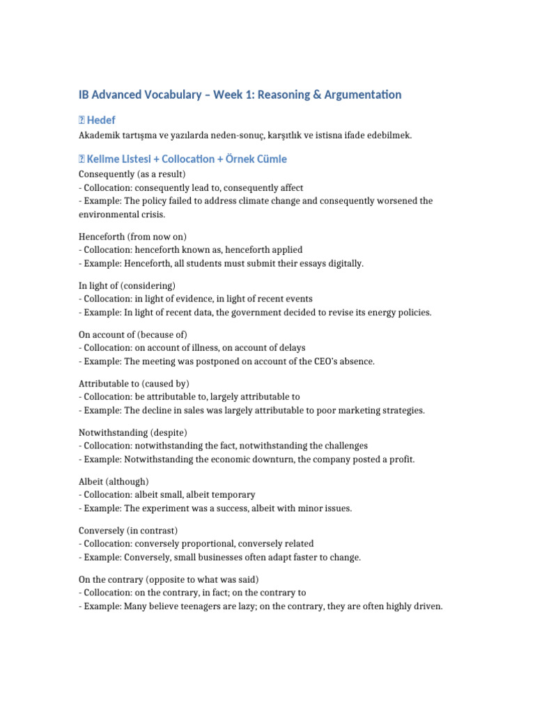 IB Advanced Vocabulary Week1 | PDF | Economies