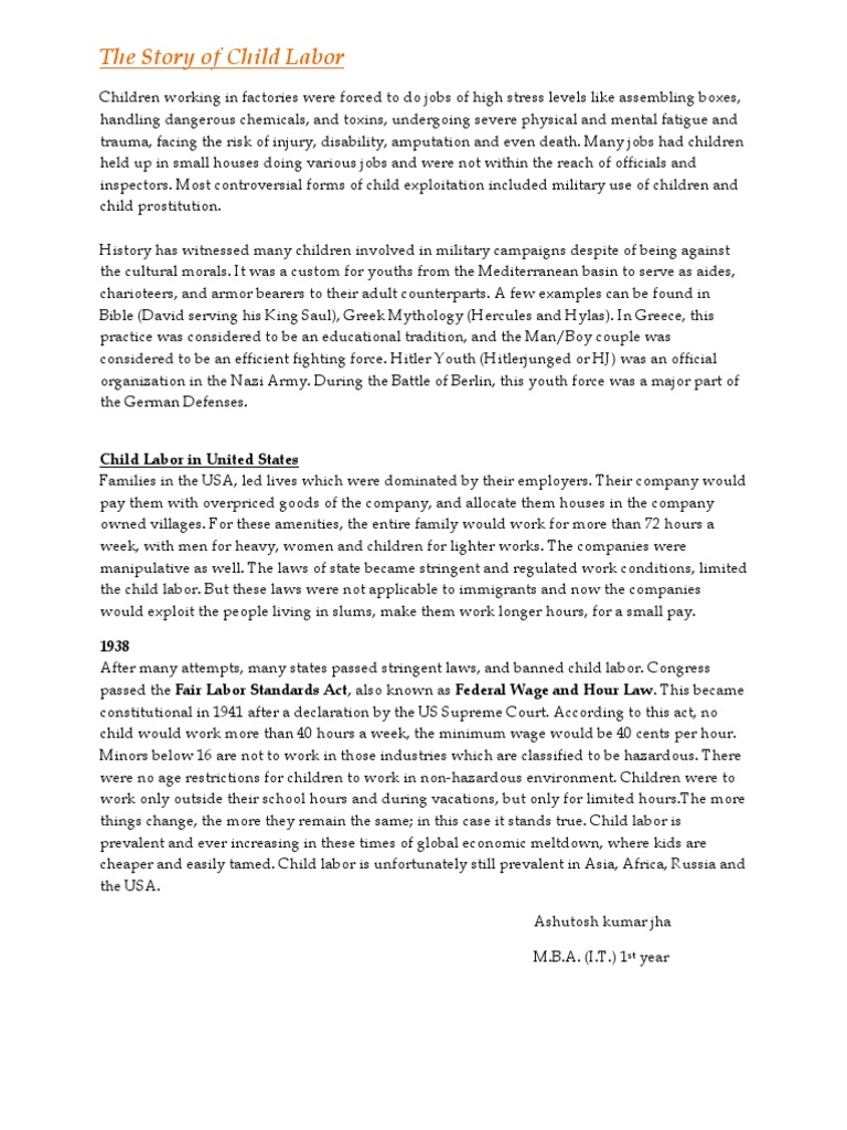 History of Child Labor | PDF | Child Labour | Labour Economics