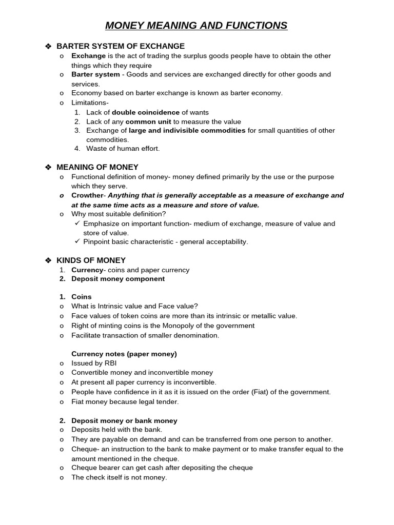 Definition and Functions of Money | PDF | Money | Money Supply